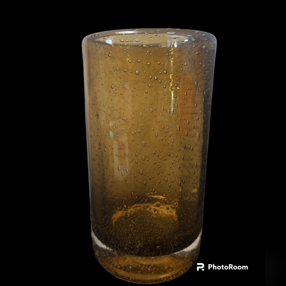 unmarked | Accents | Vintage Handblown Amber Bubble Art Glass 575 Vase ...